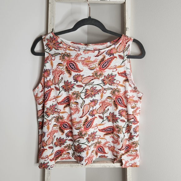 J. Jill | Tops | Jjill Top Womens Large Petite 0 Linen Paisley Floral ...